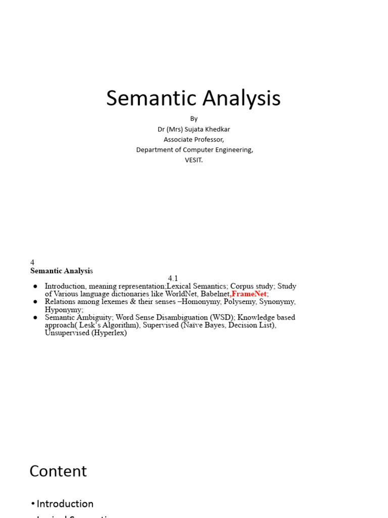 Semantic Analysis 1 | PDF | Lexical Semantics | Phrase