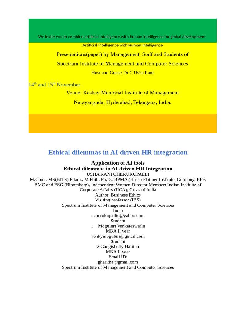 Kesav Memorial Ai and HI Presentation Full Length Final Paper Ready ...