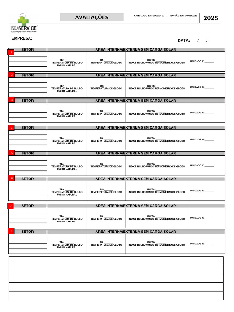 Check List Avaliação Calor 2025 | PDF | Termômetro | Umidade