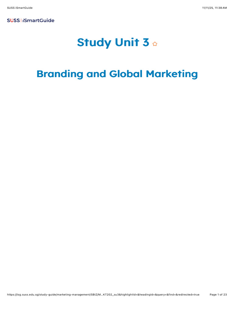 MKT202 SU3 - Branding and Global Marketing | PDF | Market Segmentation ...