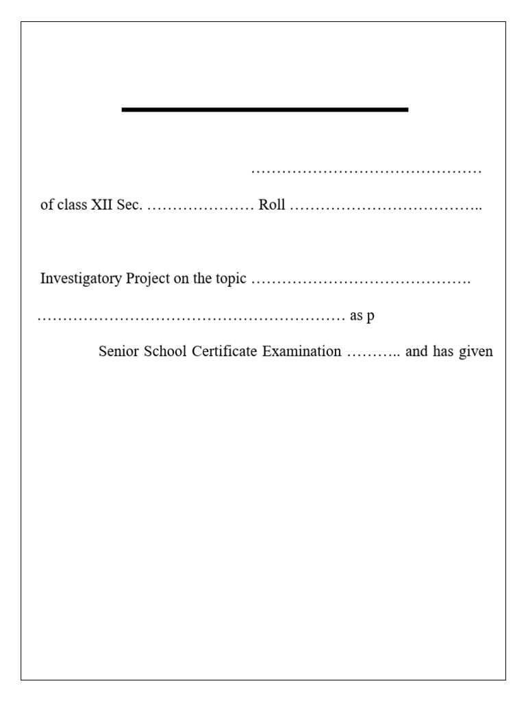 Class XII Investigatory Project Certificate | PDF