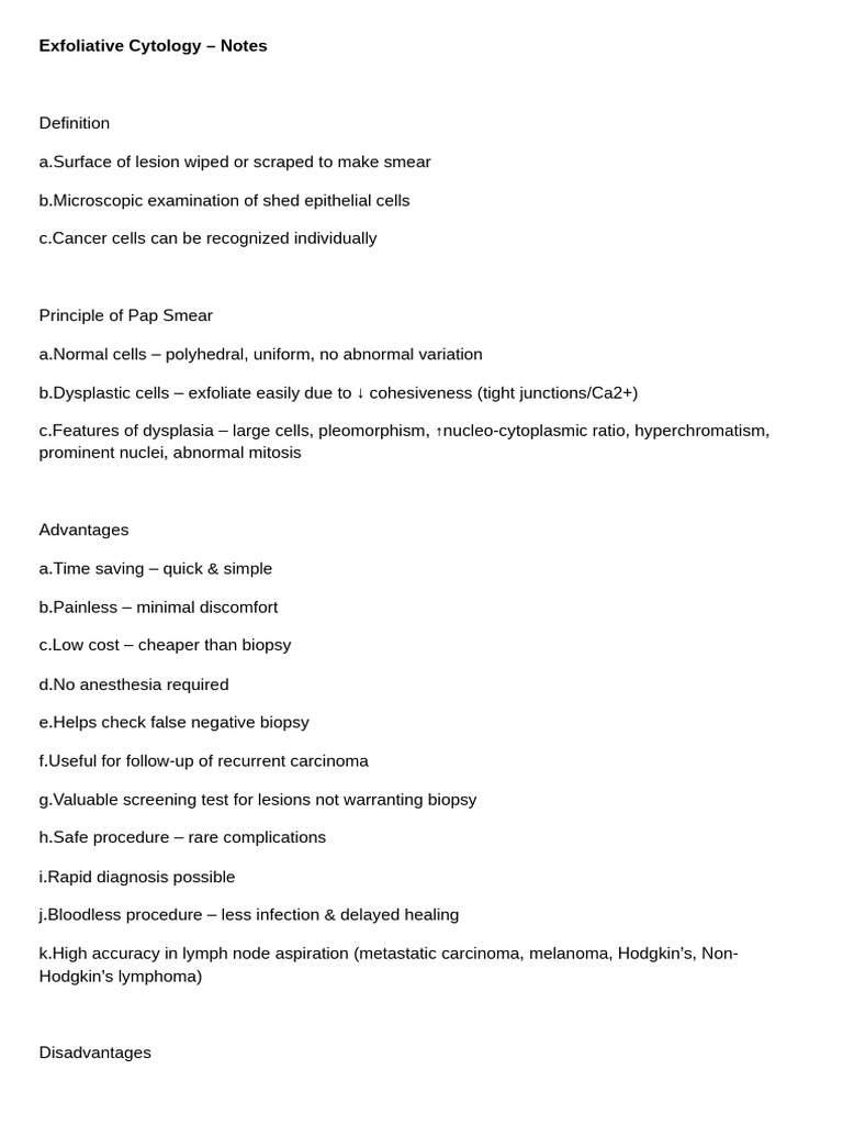 Exfoliative Cytology - Notes 20251003 200744 0000 | PDF | Cytopathology ...