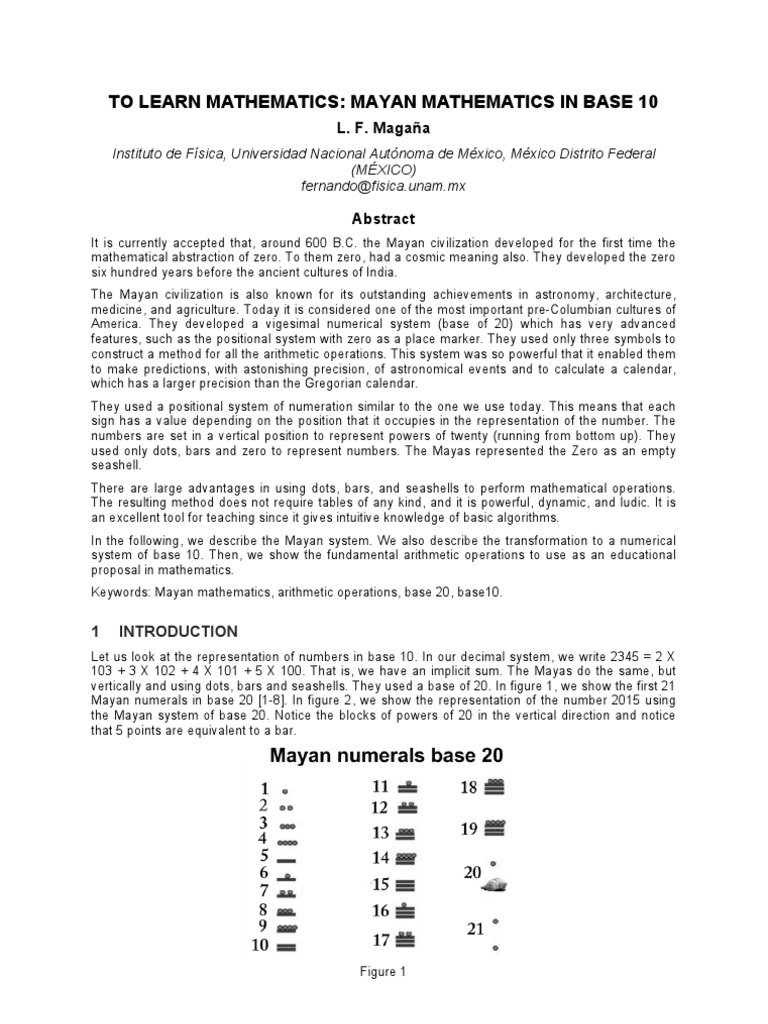 To Learn Mathematics-Mayan Mathematics | PDF | Division (Mathematics) | Subtraction