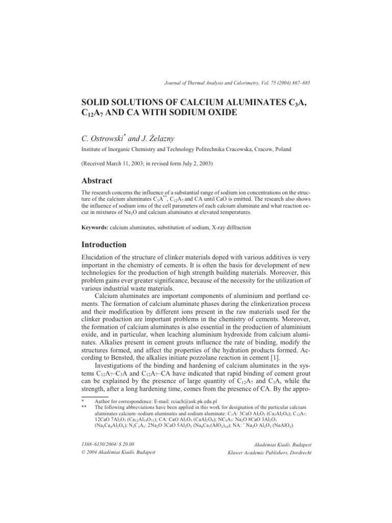 Ostrowsky and Zelazny - 2004 - Solid Solutions of Calcium Aluminates ...