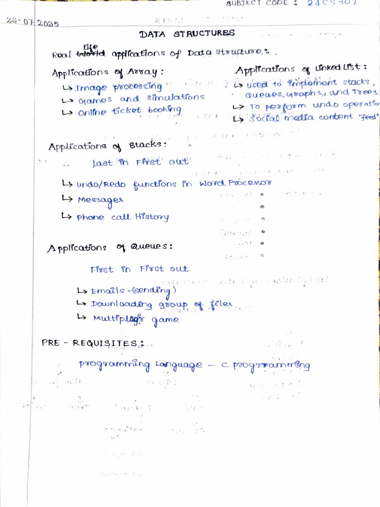 DS - Handwritten Notes - Reference Only | PDF