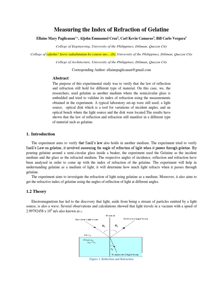 Tech Paper | PDF | Refraction | Speed Of Light