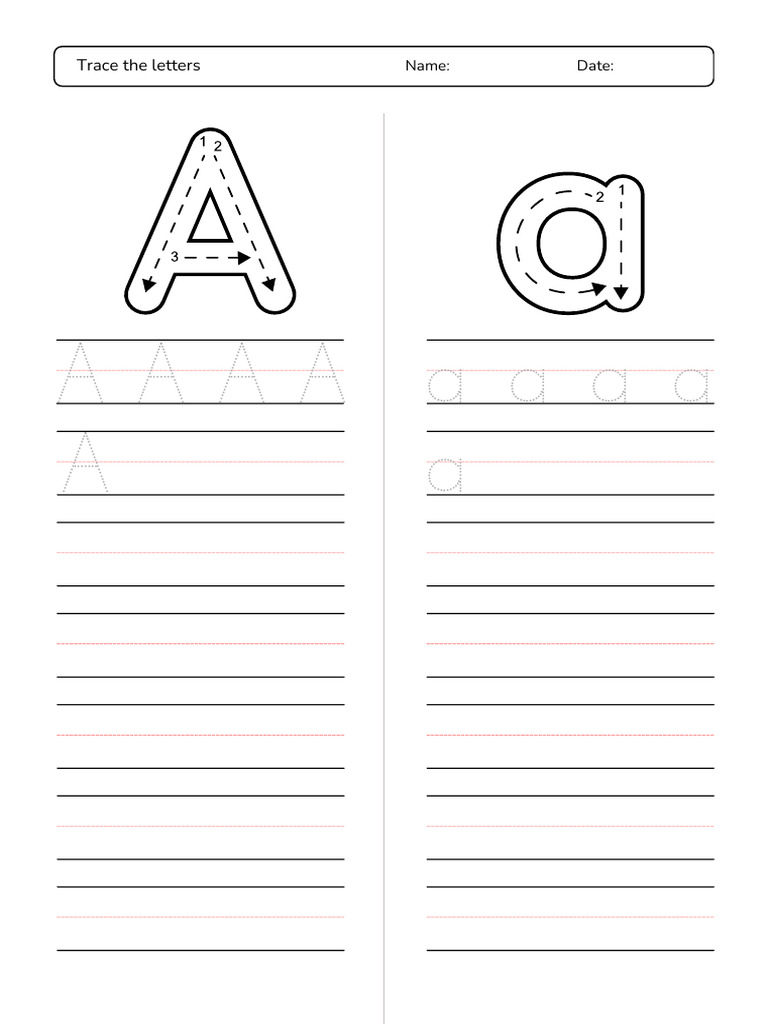 Alphabet Tracing Worksheet in Monochromatic Simple Style | PDF