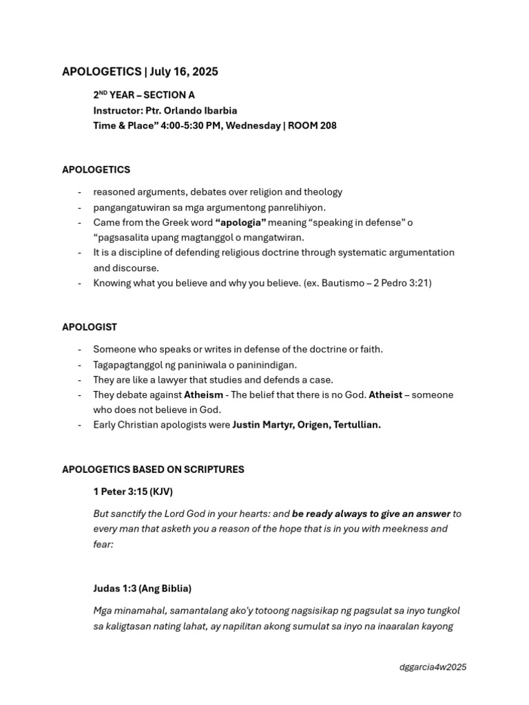 Apologetics 071625 | PDF