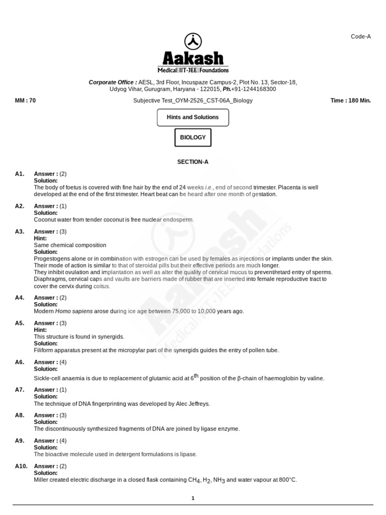Cst-06a Cf+Oym Biology Sol | PDF | Dominance (Genetics) | Gene