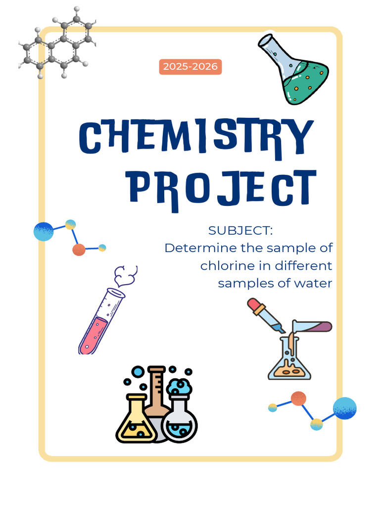Blue and Yellow Doodle Chemistry Project Cover A4 Document | PDF