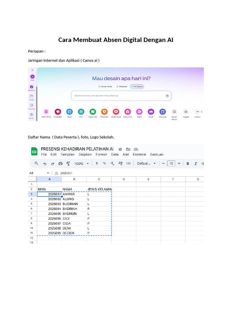 Cara Membuat Absen Digital Dengan AI | PDF