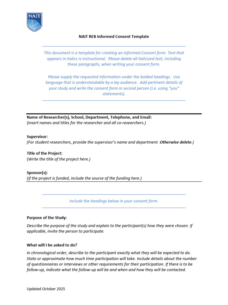 Informed Consent Template 2025 | PDF | Risk