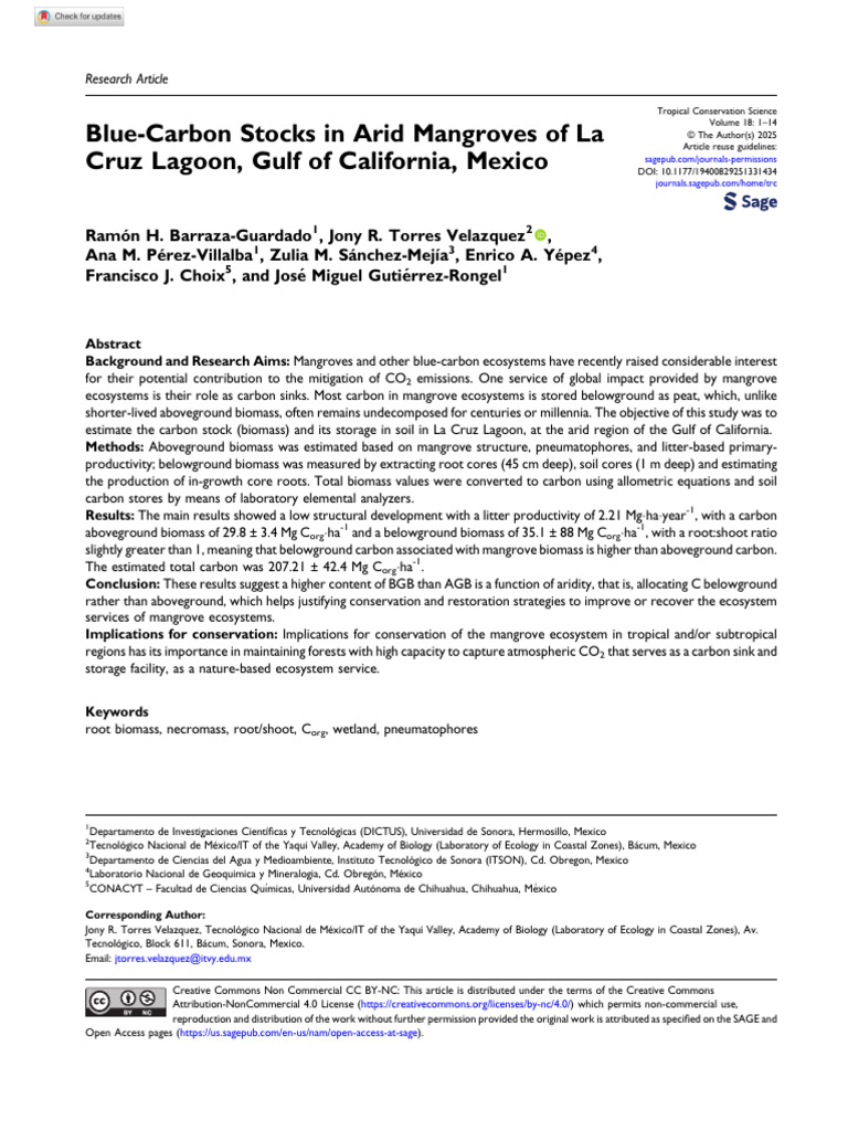 Blue Carbon Stocks in Arid Mangroves | PDF | Earth Sciences | Physical ...