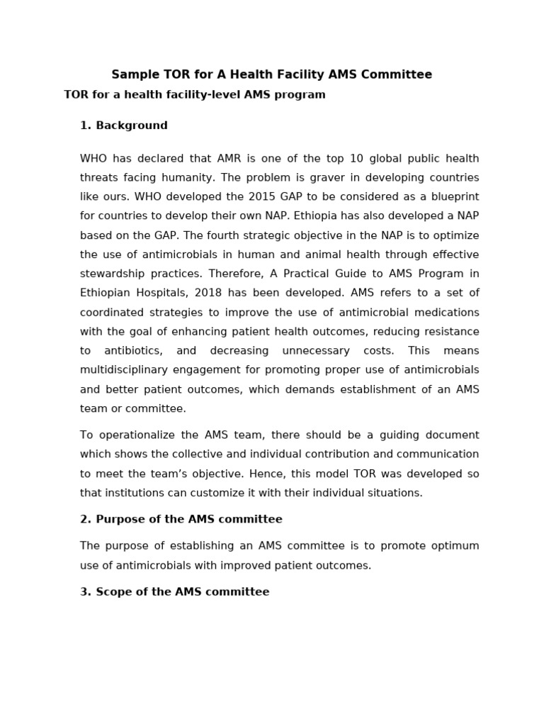 Health Facility AMS Committee TOR Guide | PDF | Health Care | Medicine