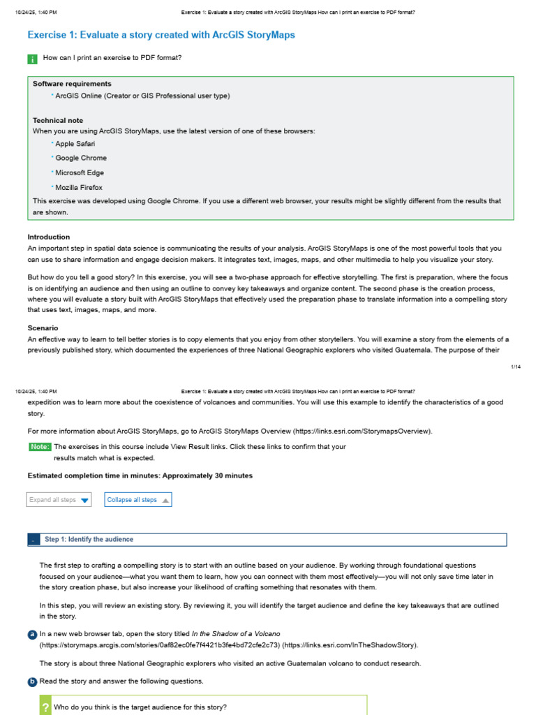 Evaluate ArcGIS StoryMaps Exercise | PDF | Arc Gis | Esri