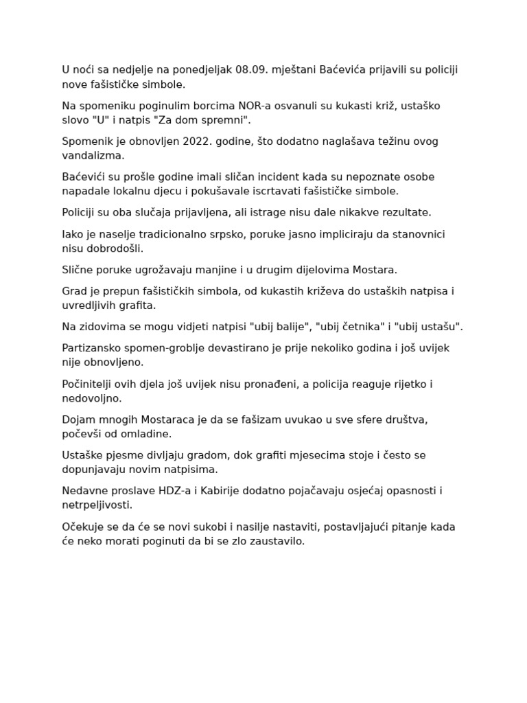 Nacizam Cvijeta U Mostaru | PDF