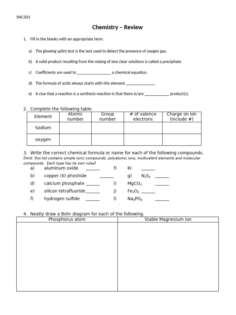 Chemistry Review: Key Concepts & Reactions | PDF | Chemical Compounds | Ion