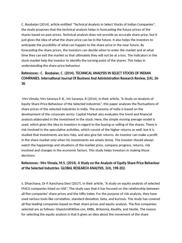Liteature Review of Nestle | PDF | Technical Analysis | Stocks