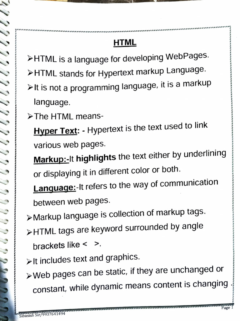 HTML PART - 1 | PDF | Html | World Wide Web