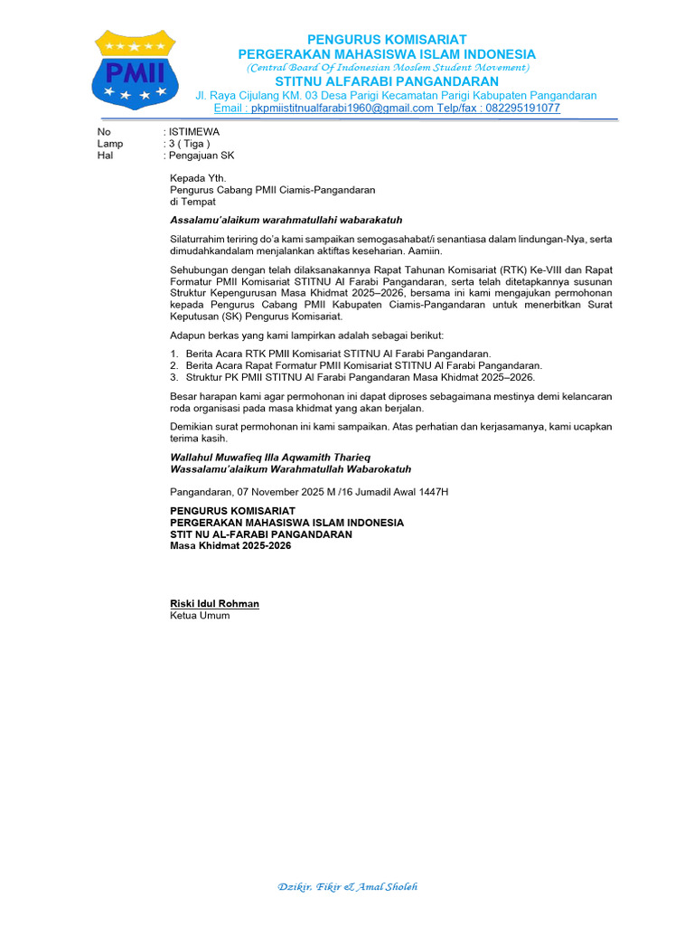 Struktur Pengurus PMII 2025-2026 | PDF