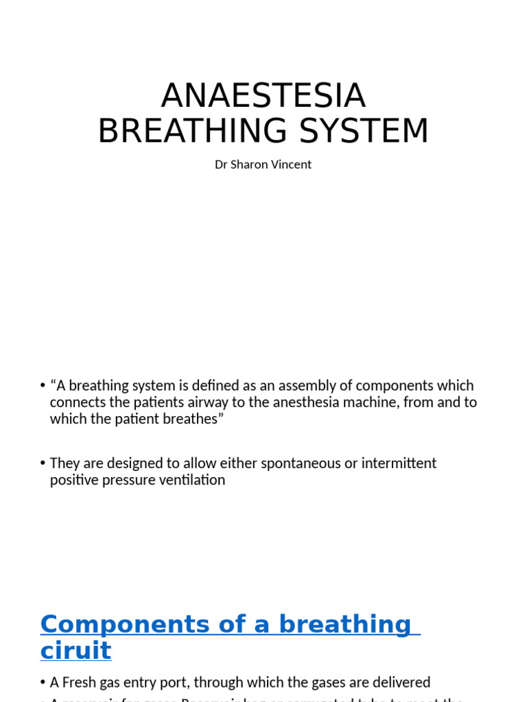 Overview of Anesthesia Breathing Systems | PDF | Breathing | Exhalation