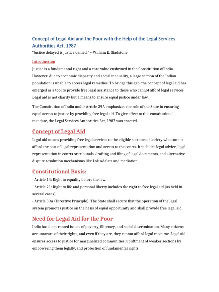 Legal Aid and The Poor LSA 1987 | PDF | Legal Aid | Human Rights