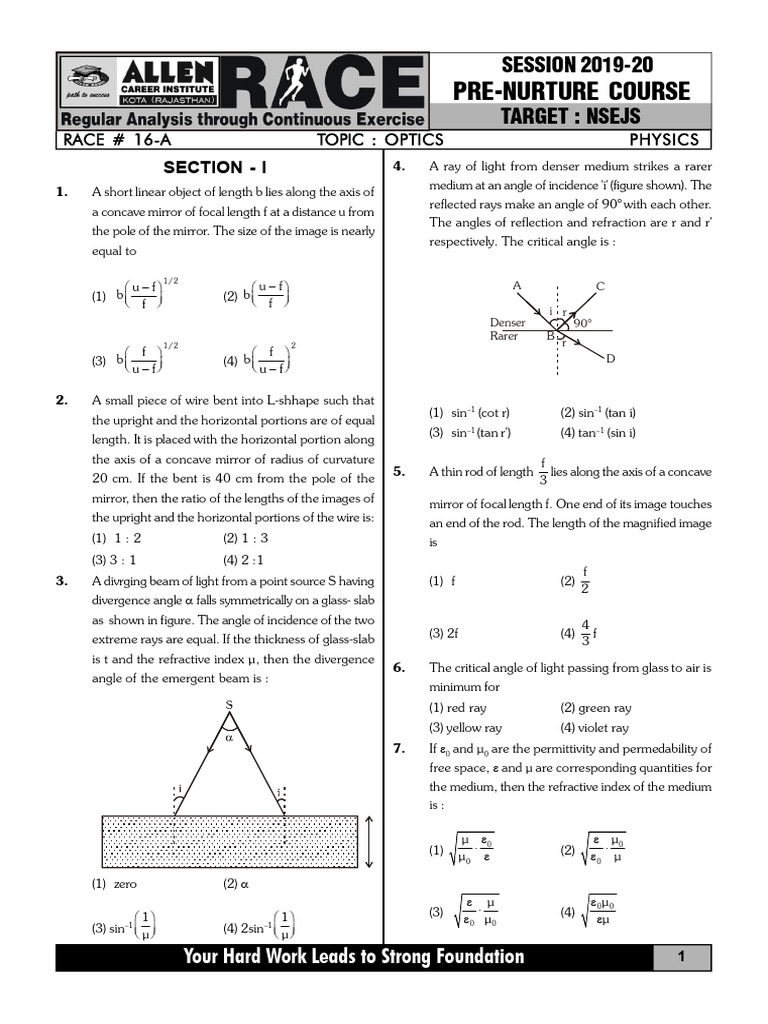 16. Optics | PDF | Refraction | Refractive Index