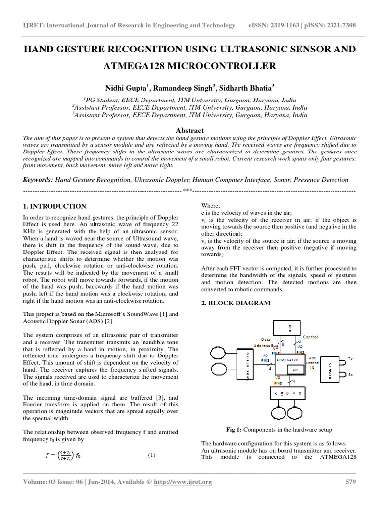 Hand Gesture Recognition Using Ultrasoni | PDF | Analog To Digital ...