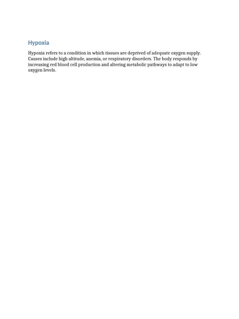 Understanding Hypoxia: Causes and Effects | PDF