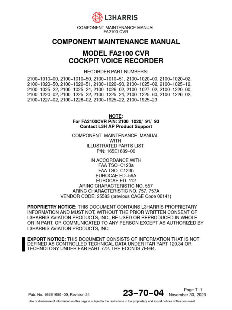 FA2100 CVR Maintenance Manual | PDF | Electrostatic Discharge