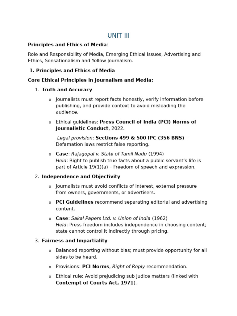 Media Ethics: Principles and Issues | PDF | Journalism | Public Sphere