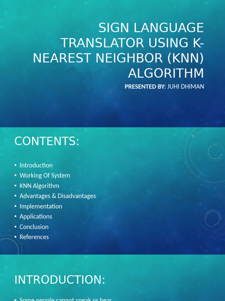 Sign Language Translator Using K-Nearest Neighbor (KNN | PDF
