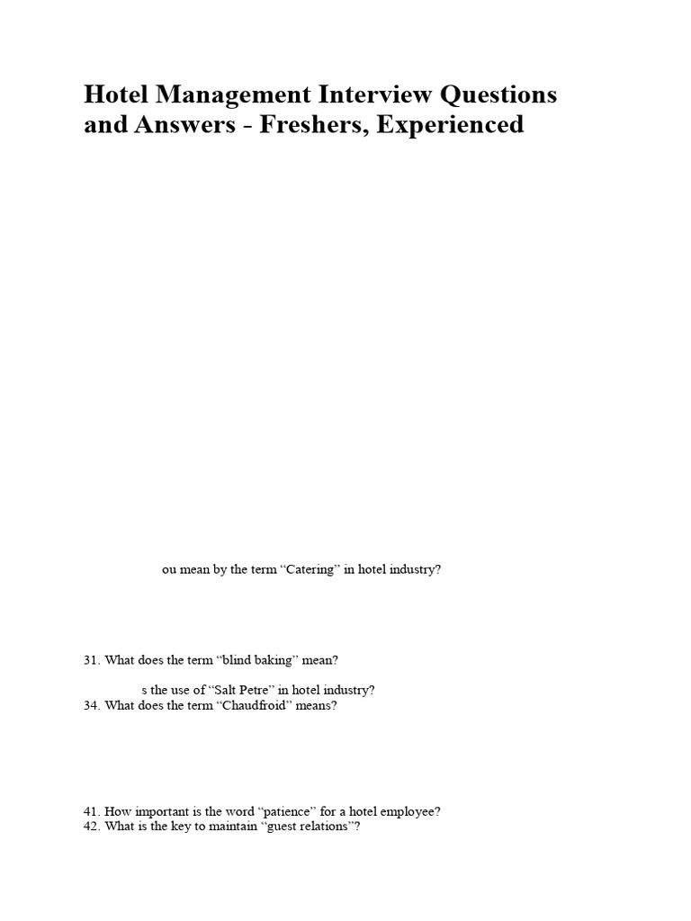 Hotel Management Interview Questions and Answers | PDF | Hotel