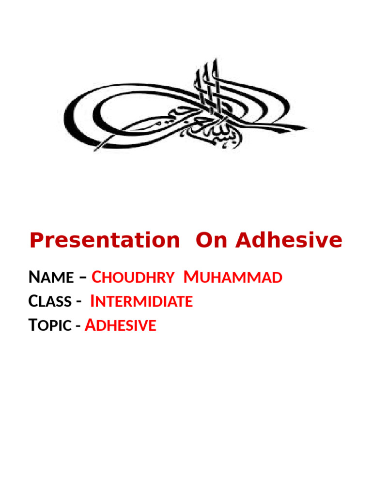 Adhesive Presentation Ppt | PDF