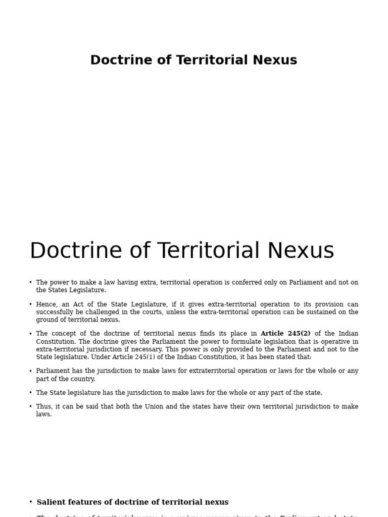 Doctrine of Territorial Nexus | PDF | Sales Taxes In The United States ...