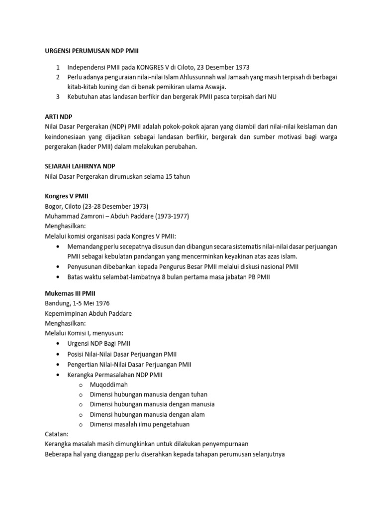 Urgensi dan Fungsi NDP PMII | PDF