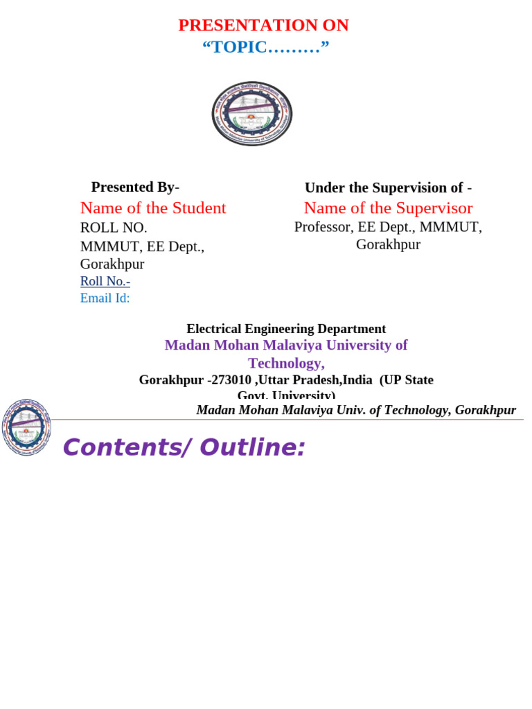 Electrical Engineering Presentation Outline | PDF