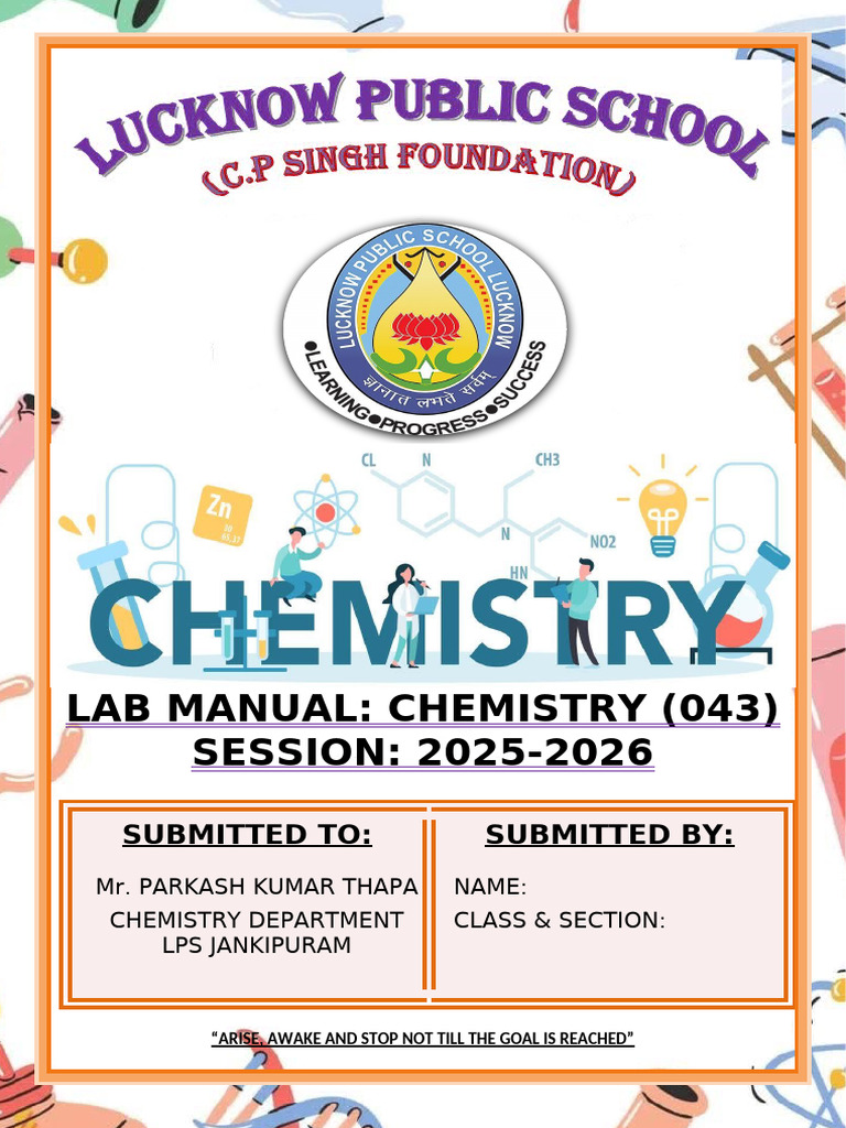 Chemistry Lab Manual Cover Page | PDF