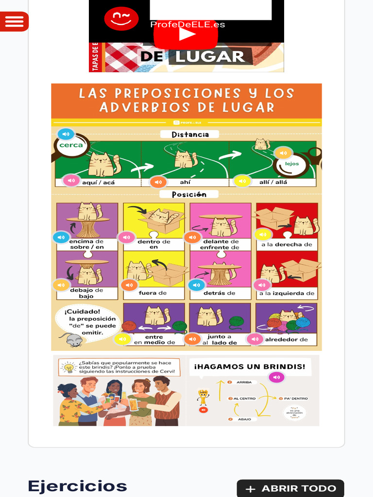 Preposiciones y Adverbios de Lugar - ProfedeELE | PDF