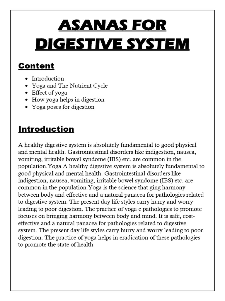 Yoga Poses for Digestive Health | PDF | Digestion | Gastrointestinal Tract