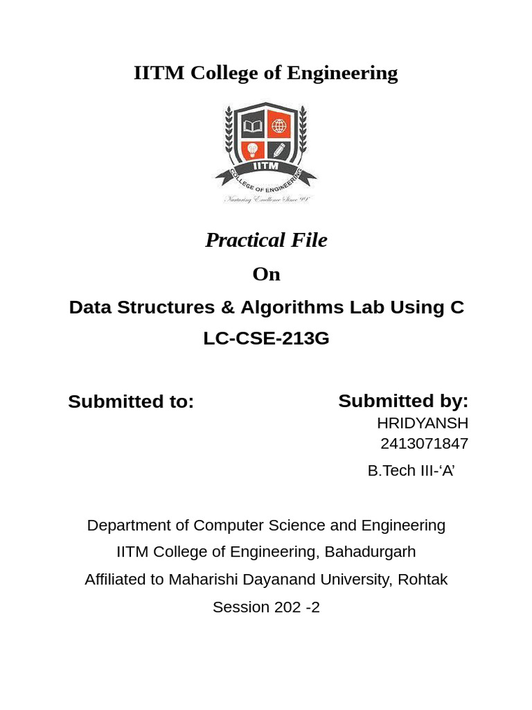DSA Practical File by HRIDYANSH 3-'a' | PDF | Queue (Abstract Data Type ...