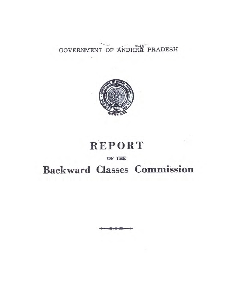 Anantharaman Commission Report On Backward Classes | PDF