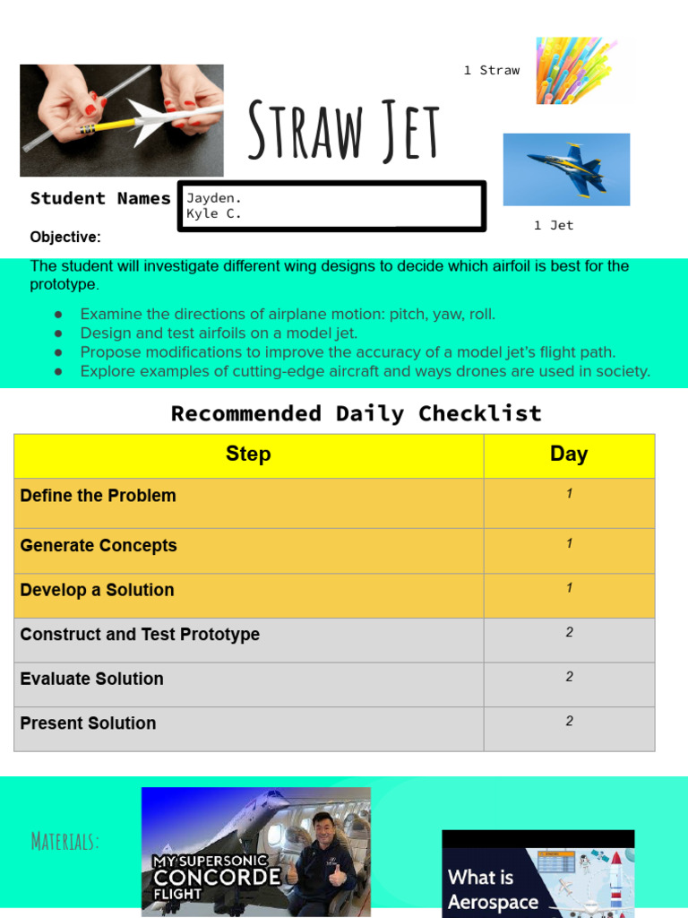 Straw Jet Student Template Master Perform | PDF | Airplane | Flap ...
