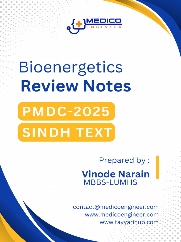 Bioenergetics Summary Notes PMDC-2025 | PDF | Glycolysis | Adenosine ...
