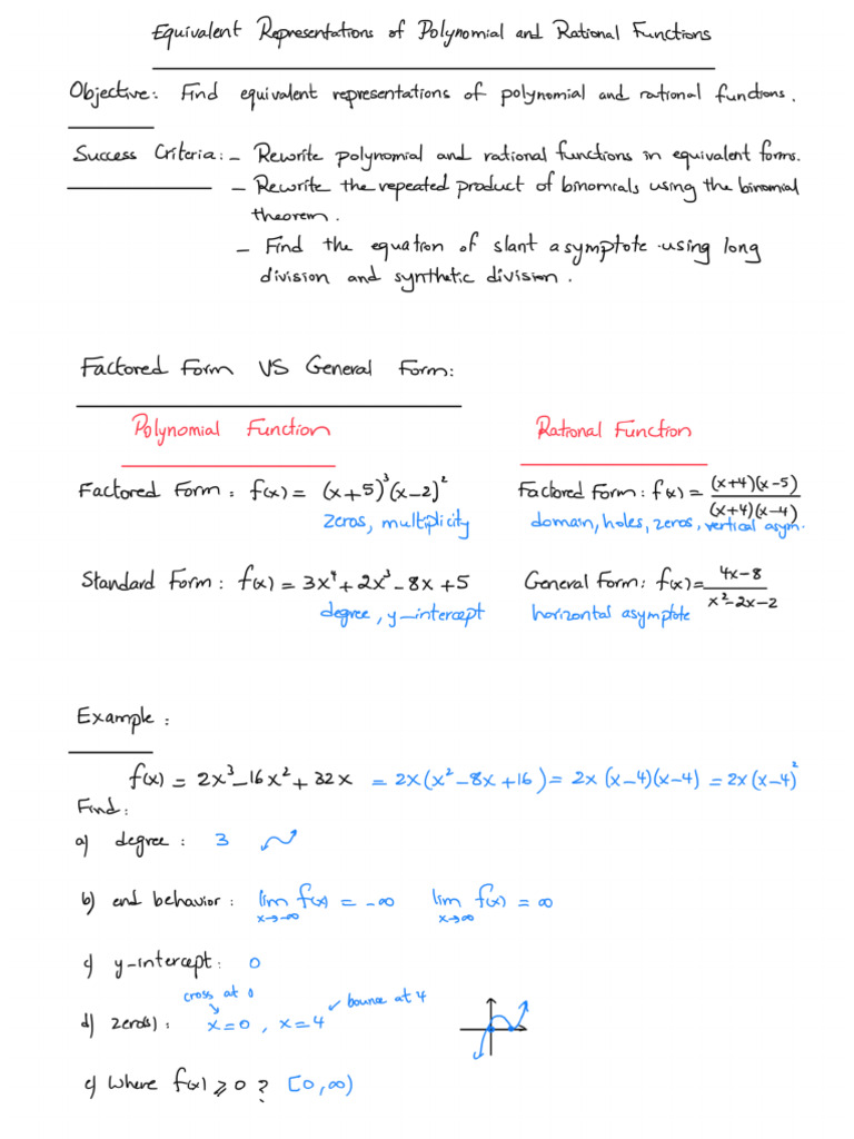 1 11+Equivalent+Representations+of+Polynomial+and+Rational+Functions | PDF