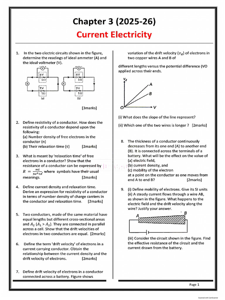 Chap 3 Current Electricity PDF | PDF