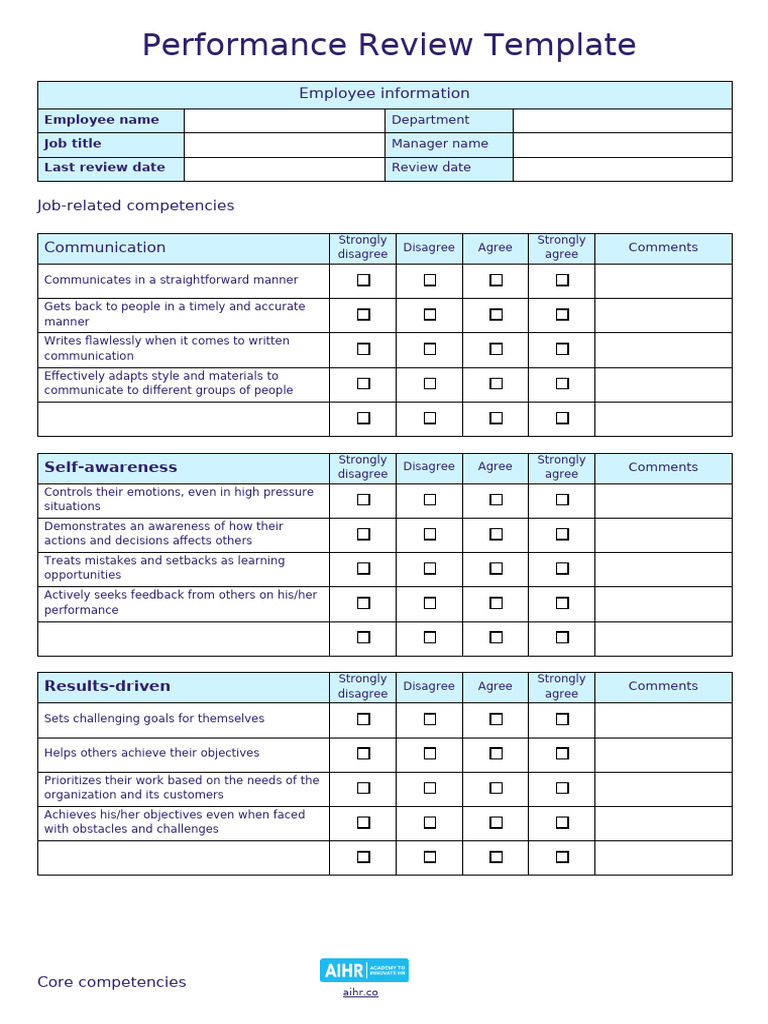 Competency Based Performance Review Template | PDF | Behavioural Sciences | Social Psychology
