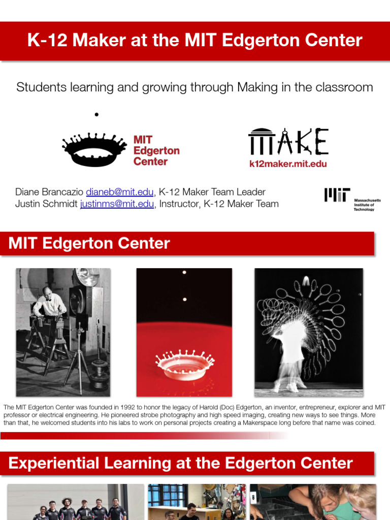 K-12 Maker at Mit Edgerton Center Overview June 2023 | PDF | Teachers ...