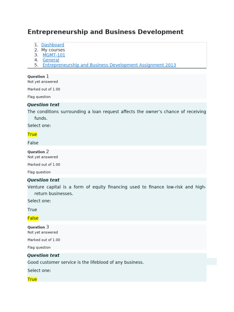 Entrepreneurship Assignment Questions | PDF | Entrepreneurship | Pricing