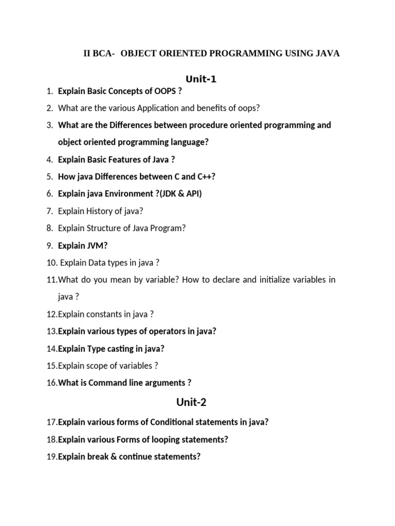 OOP Concepts and Java Fundamentals | PDF | Method (Computer Programming ...